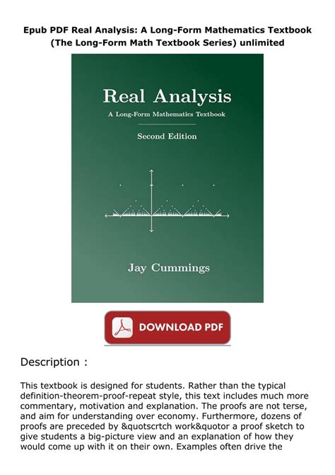 Epub Pdf Real Analysis A Long Form Mathematics Textbook The Long Form Math Textbook Series