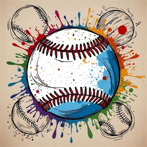 Playful Doodle Baseball Art For Sports Enthusiasts Premium Ai