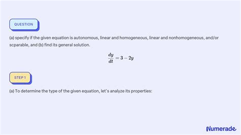 Solveda Specify If The Given Equation Is Autonomous Linear And Homogeneous Linear And