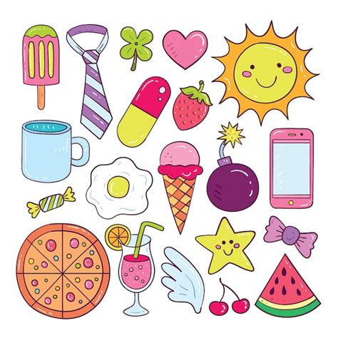 Premium Vector Cute Doodle Sticker Collection