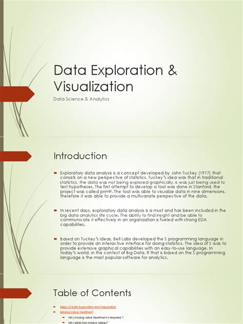 data exploration and visualization pdf data analysis statistical