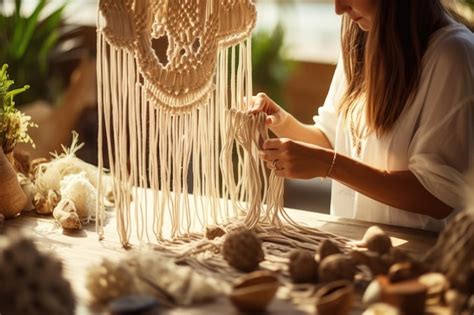 Premium Ai Image Macrame Boho Background