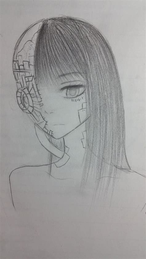 how to draw a robot girl step by step