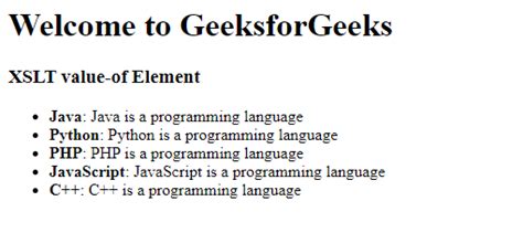 Xslt Element Geeksforgeeks