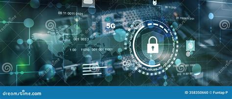 Cyber Protection Shield Icon On Server Room Background Information