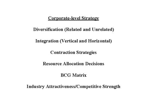 Corporatelevel Strategy Diversification Related And Unrelated Integration Vertical