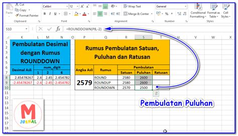 rumus pembulatan excel round roundup rounddown m jurnal