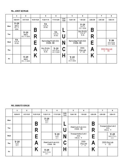 Faculty Wise Time Table Pdf Industrial Engineering Engineering