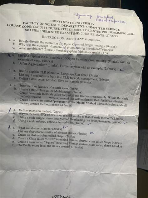 Csc 311 Past Question And Answers Learnifyhub