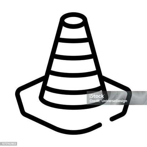 얇은 선 아이콘을 원뿔합니다 위험 시공 개념 격리 된 개요 기호에서 보안 선형 아이콘 웹 디자인 및 앱에 대한 벡터 그림 기호 요소입니다 0명에 대한 스톡 벡터 아트 및