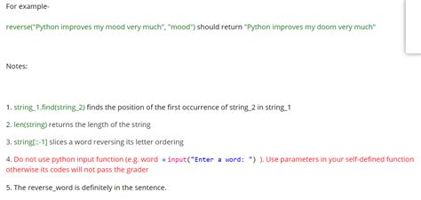 Solved For Example Reversepython Improves My Mood Very