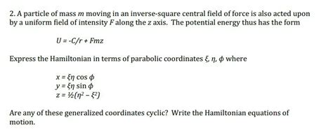 Solved 2 A Particle Of Mass M Moving In An Inverse Square