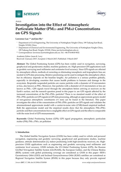 Pdf Investigation Into The Effect Of Atmospheric Particulate Matter Pm2 5 And Pm10
