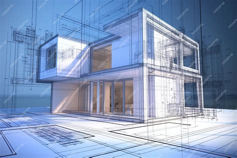 premium photo architecture 3d and blueprints representation generative ai