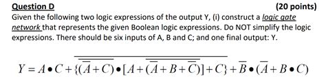 Solved Question D Points Given The Following Two Logic Chegg Com