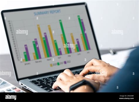 Business Data Analysis On Laptop Financial Charts Graphs Reports For Successful Planning And