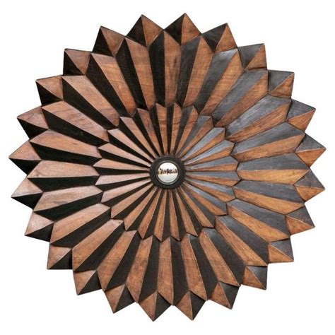 Global Views Fine Quality Carved Wood Sunburst Wall Art With Convex