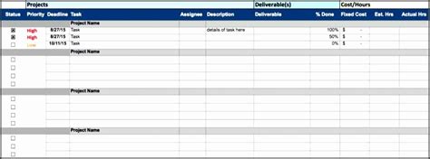 10 Project Spreadsheet Templates Sampletemplatess Sampletemplatess