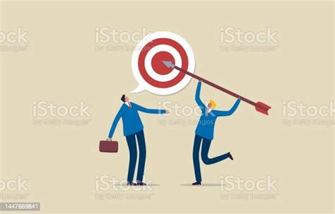 성공을 상상해보십시오 비즈니스 목표에 중점을 둡니다 관리자는 성공을 목표로 이야기합니다 그림 개발에 대한 스톡 벡터 아트 및 기타 이미지 Istock