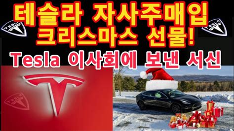 테슬라 자사주매입 크리스마스 선물 Tesla 이사회에 보낸 서신 Tesla 투자자들의 강한 환매 요청 테슬라 투자 Youtube