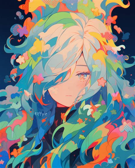 Colorful Anime Girl By Elffyie On Deviantart