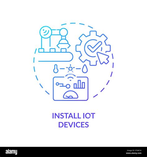 2d Gradient Thin Linear Icon Install Iot Devices Concept Stock Vector