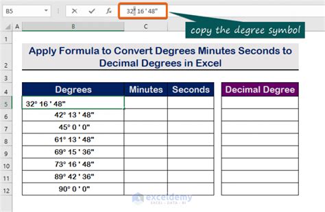 how to convert degrees minutes seconds to decimal degrees in excel