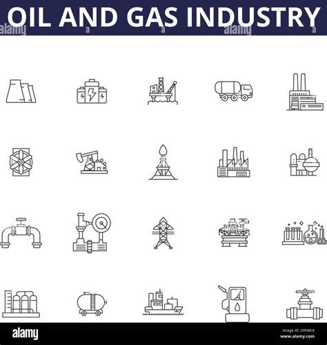 Oil And Gas Industry Line Vector Icons And Signs Gas Industry Exploration Production