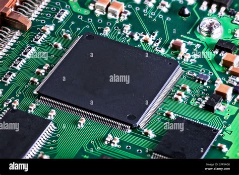 Integrated Circuit With A Processor Chip On Computer Mainboard Stock Photo Alamy