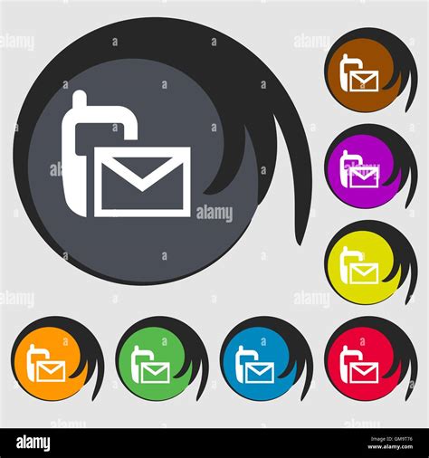 Mail Icon Envelope Symbol Message Sms Sign Symbols On Eight Colored Buttons Vector Stock