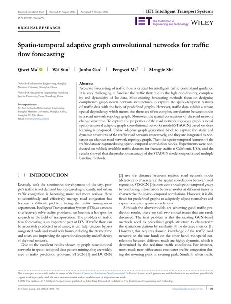 Pdf Spatio‐temporal Adaptive Graph Convolutional Networks For Traffic
