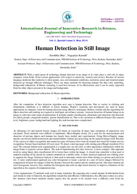 pdf human detection in still image nagapriya kamath