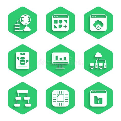 Set Monitor With Graph Chart Processor Cpu File Missing Computer Network Hierarchy