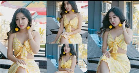 ကျစ်လစ်လှပတဲ့ ခန္ဓာကိုယ်ထက်မှာပေါ့ပါးတဲ့အဝါရောင်ဝတ်စုံလေးနဲ့အသည်းယားစရာကောင်းနေပြီး ဆွဲဆောင်မှုရ