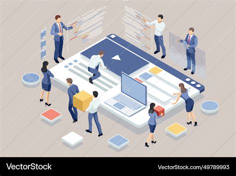 Isometric Ui Ux Design Music Video Editor Vector Image