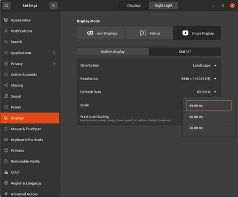 Unable To Set Hz Refresh Rate On A Ultrawide Gaming Monitor Ask Ubuntu