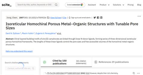 Isoreticular Homochiral Porous Metal−organic Structures With Tunable Pore Sizes Scite Report