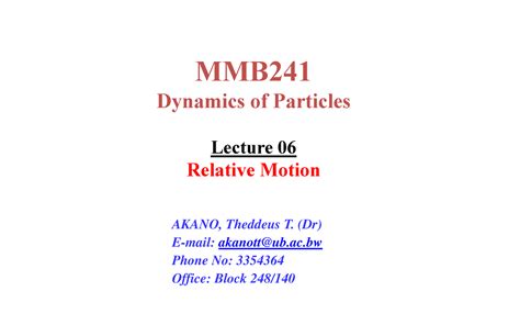 lecture 6 constrained motion and relative velocity mmb dynamics of