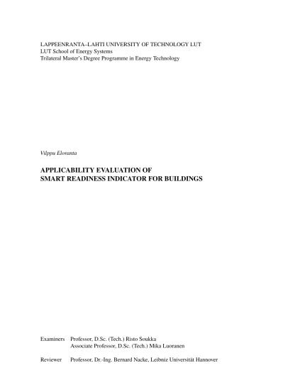 Sri Calculation Tool Applicability Evaluation Of Smart Readiness