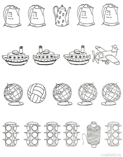Развивающее задание в картинках для детей 4 6 лет Обведи в каждом ряжу предмет который