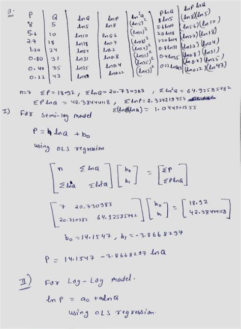 Solved For The Following Data Plot On Regular Semi Log And Log Log