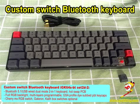 Custom Mechanical Switch Bluetooth Keyboard 60 64 Keys Hot Swap Wireless