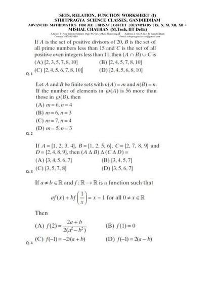 Binomial Theorem Worskeet I