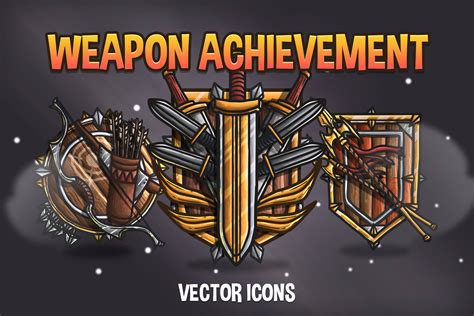 weapon achievement vector rpg icons