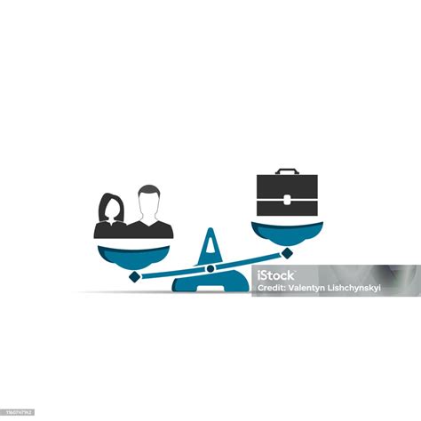 가족은 로봇보다 더 중요합니다 남자와 비늘에 여자는 작업 가방 보다 무겁다 가족 존중 개념 가방에 대한 스톡 벡터 아트 및 기타 이미지 Istock