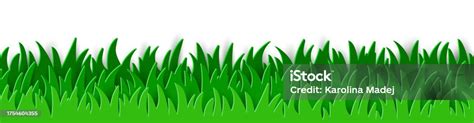 하얀 바탕에 푸른 잔디 종이 컷 스타일 그림입니다 파노라마 헤더 벡터 0명에 대한 스톡 벡터 아트 및 기타 이미지 0명