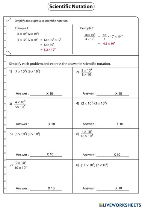 Scientific Notation Worksheets Multiplication And Division Printable Worksheets