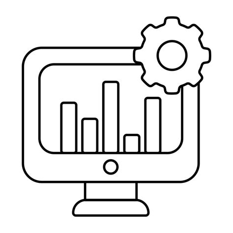 Bar Chart Inside Monitor With Gear Denoting Concept Of Graph Management