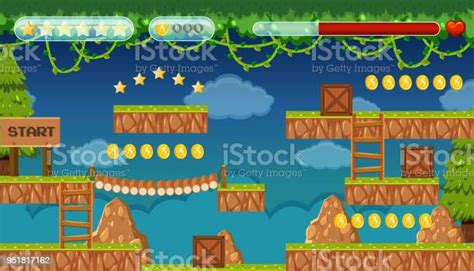 A Jungle Jumping Game Template Stock Illustration Download Image Now