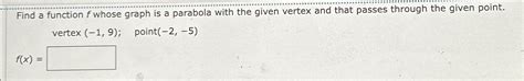 Solved Find A Function F ﻿whose Graph Is A Parabola With The